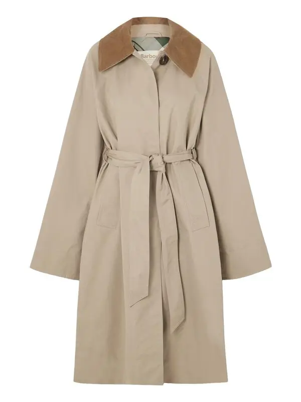 Barbour Belted Corduroy-trimmed Cotton-blend Twill Trench Coat - Neutrals