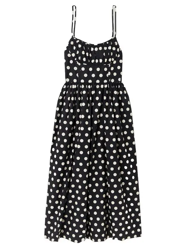 Cara Cara Alba Polka-dot Cotton-poplin Midi Dress - Black