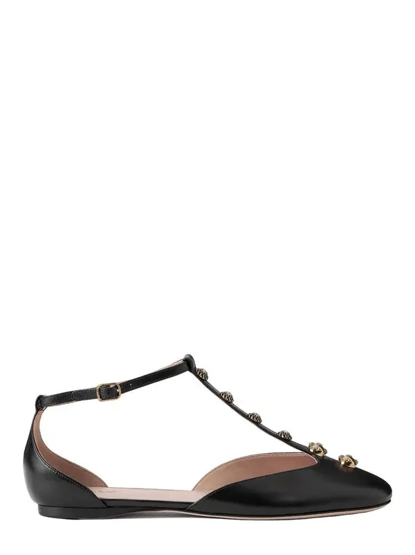 Chloé Celeste Embellished Leather Ballet Flats - Black