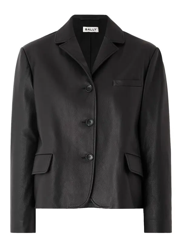 Bally Cropped Leather Jacket - Black