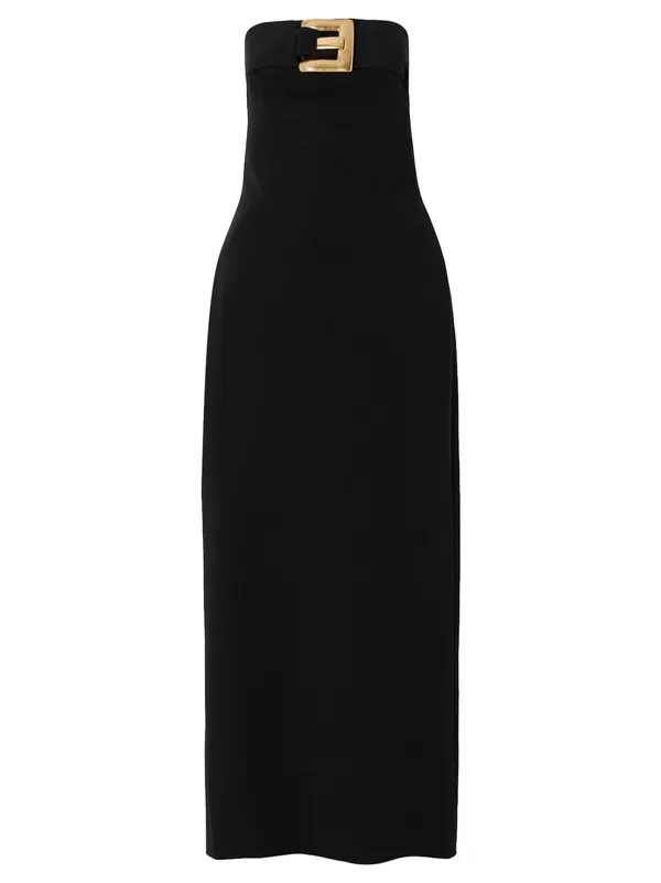 Balmain Buckle-embellished Jersey Bustier Midi Dress - Black