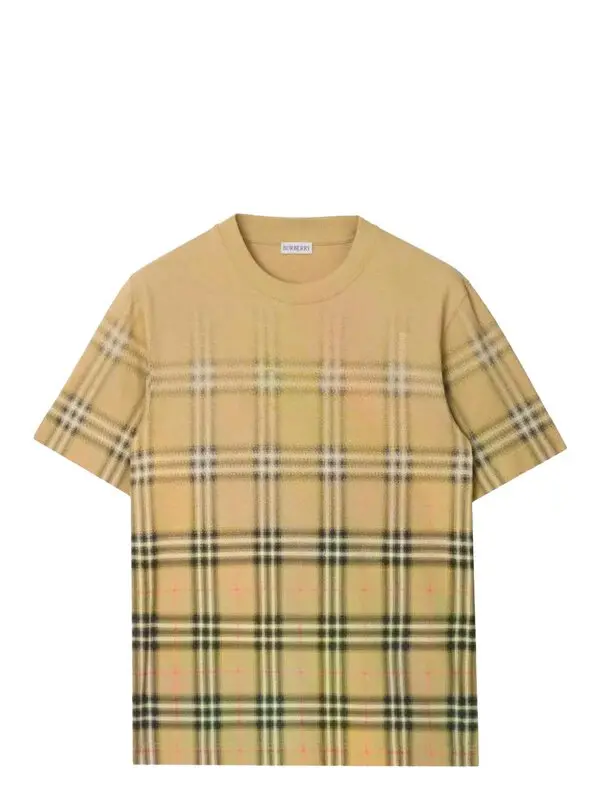 Burberry Gradient Check Cotton T-shirt - Neutrals