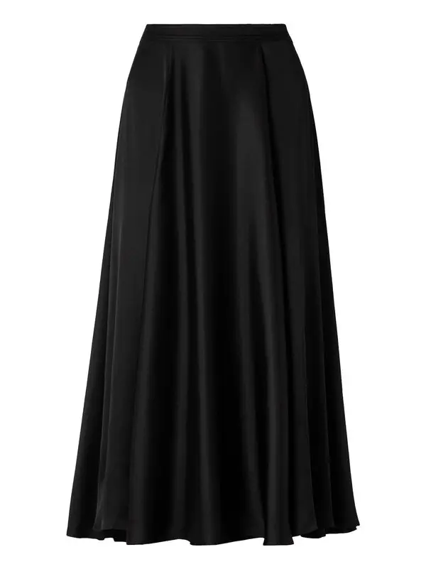 ANINE BING Christina Silk-blend Satin Midi Skirt - Black