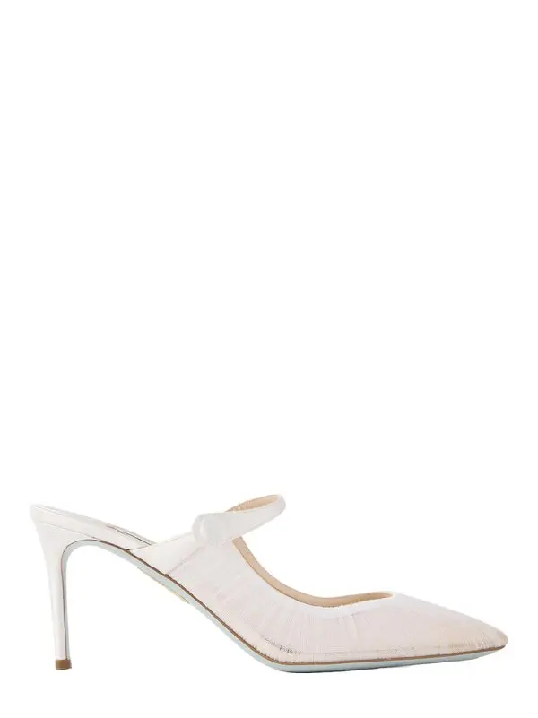 AQUAZZURA Voile 75 Satin-trimmed Tulle Mules - White