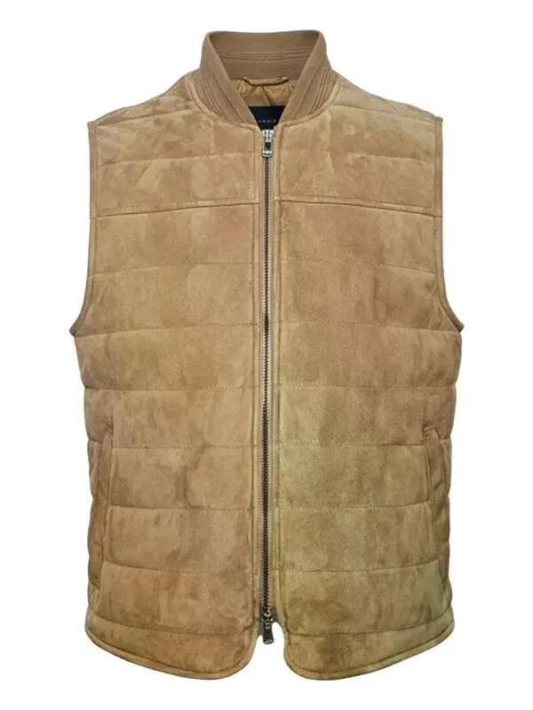 Isaia Quilted Suede Gilet - Neutrals