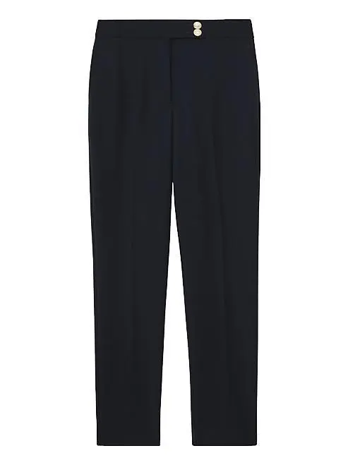 REISS Gabriel Button-detail Tapered Trousers - Navy