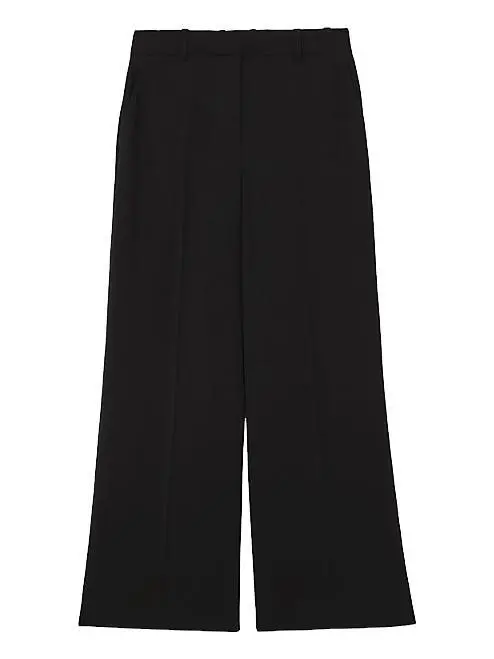 REISS Wide-leg Stretch-woven Trousers - Black