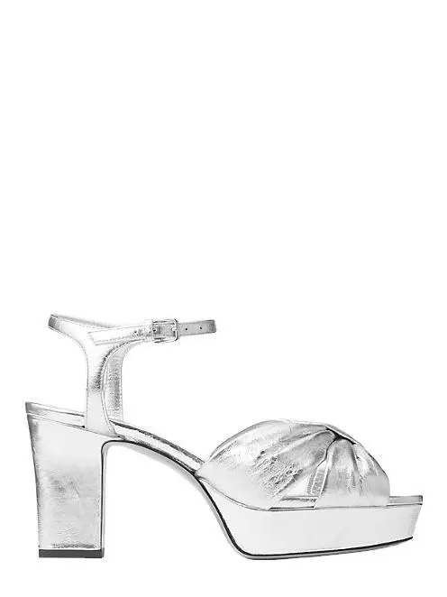 JIMMY CHOO Heloise 80 Metallic-leather Heeled Sandals - Silver