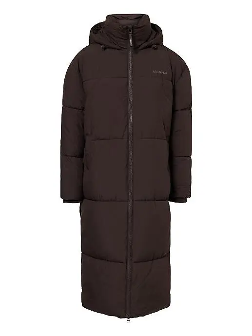 ADANOLA Longline Funnel-neck Puffer Jacket - Coffee Bean