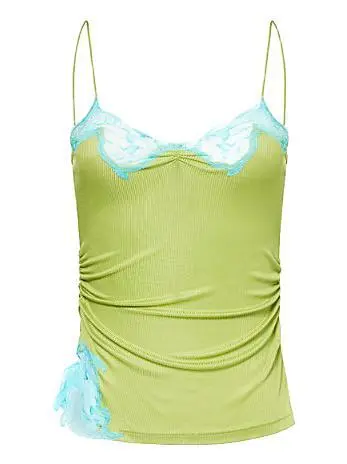 Christopher Esber Delphin Lace Stretch-knit Cami Top - Fresh Lime Cyan