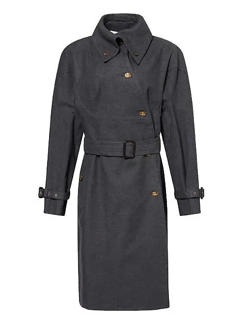 VIVIENNE WESTWOOD Classic-collar Belted Cotton Coat - Grey