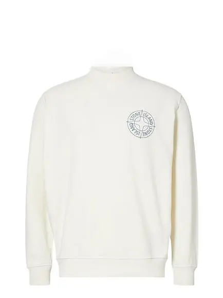 Stone Island Compass-print Cotton-jersey Sweatshirt - Ivory