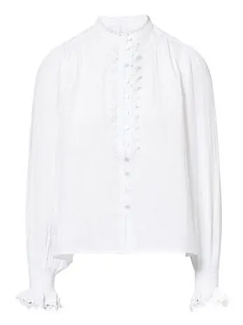 ME+EM Lace-trim Cheesecloth Cotton Blouse - Soft White