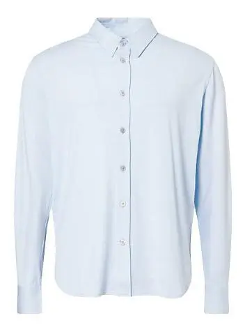 TOM FORD Classic Box-pleat Silk-and-cotton Shirt - Sky