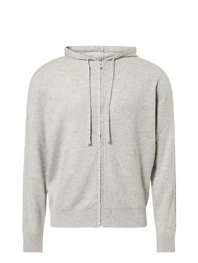 Sunspel Cashmere Zip-up Hoodie - Grey Melange