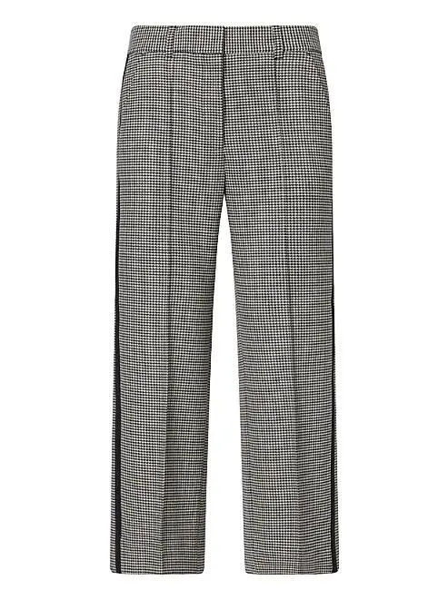 ME+EM Houndstooth-pattern Straight-leg Woven Trousers - Ivory/black