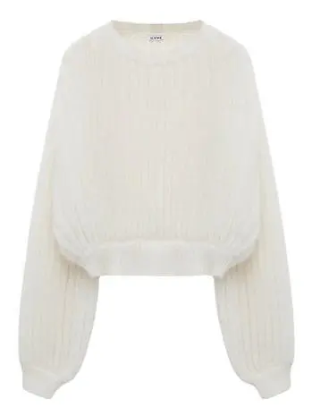 Loewe Relaxed-fit Ribbed Wool-blend Jumper - White