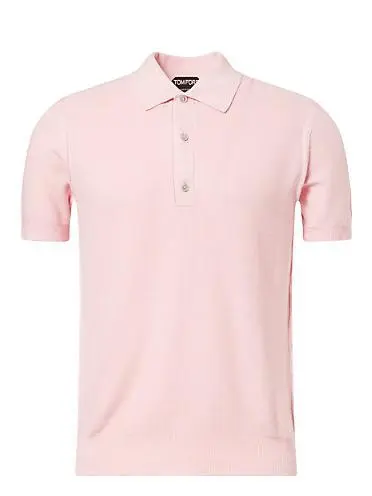 TOM FORD Regular Fit Short-sleeves Silk And Cotton-piqué Polo Shirt - Rosebloom