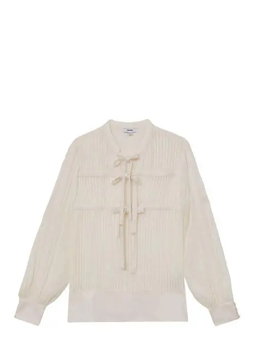 REISS Josephine Tie-front Woven Blouse - Ivory