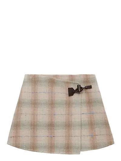 Loewe Checked Wool-cashmere Blend Mini Skirt - Beige