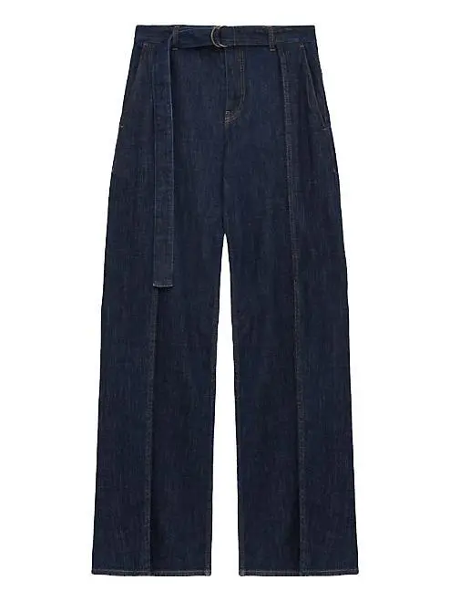 Loewe Belted Faded-wash Wide Leg Jeans - Indigo Blue