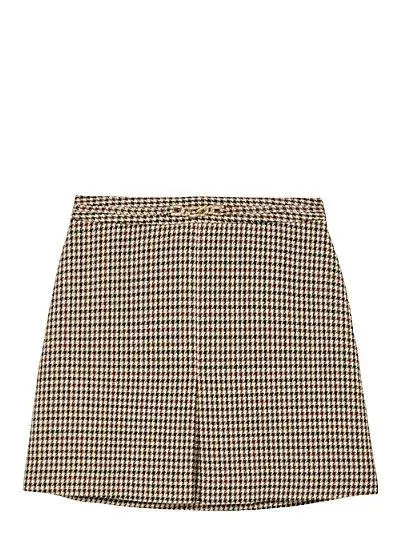 REISS Checked Wool-blend Mini Skirt - Neutral Check