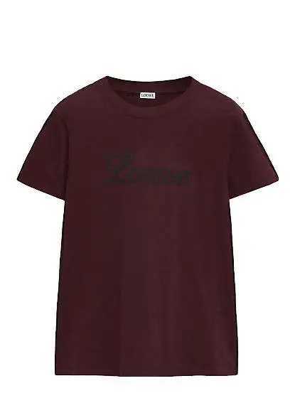 Loewe Brand-print Relaxed-fit Cotton-jersey T-shirt - Burgundy