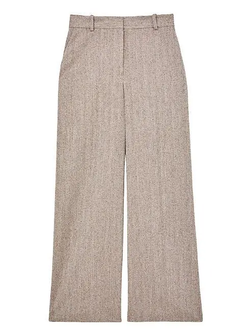 REISS Isla Wide-leg Stretch-woven Trousers - Grey