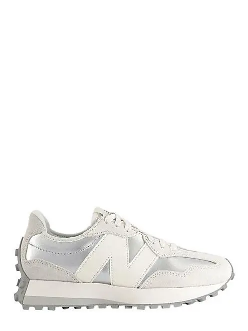 NEW BALANCE 327 Suede And Leather Trainers - Silver Metallic White