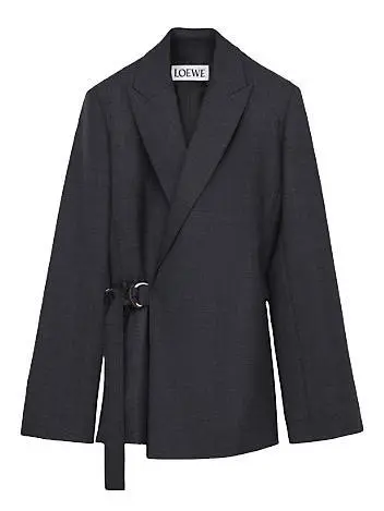 Loewe Peak-lapel Draped Jacket - Dark Grey