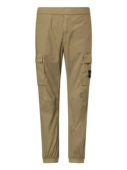 Stone Island Regular-fit Tapered-leg Stretch-cotton Trousers - Military Green