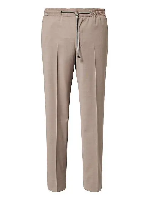 Corneliani Slim-leg Drawstring Wool Trousers - Natural / Beige 035
