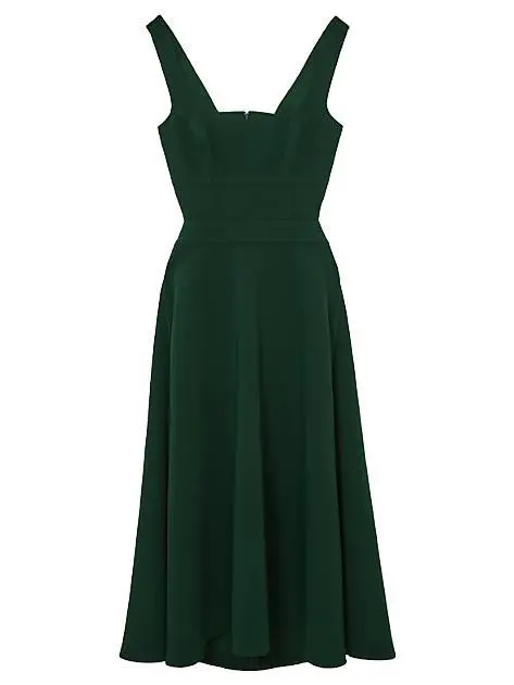 REISS Woven Midi Dress With Cut-out Detail - Green