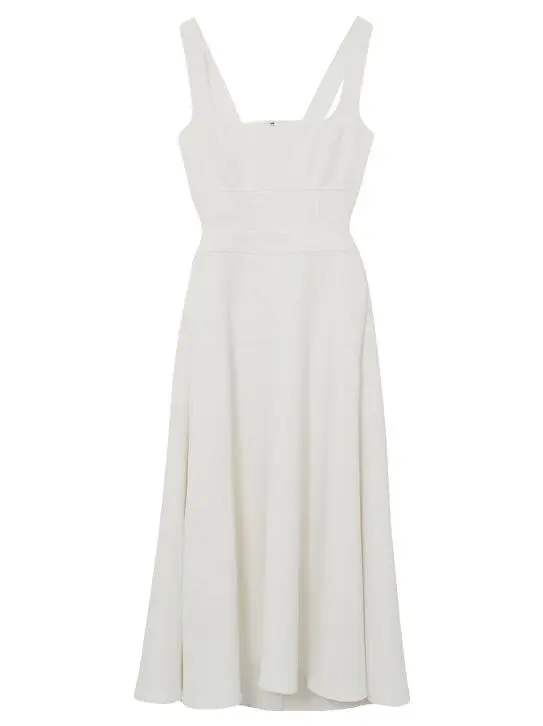 REISS Woven Midi Dress With Cut-out Detail - Ivory