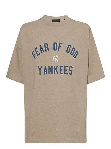 Fear Of God Fog X Essentials X Mlb Yankees 90's Fit Crewneck Cotton-jersey T-shirt - Homestead Heather