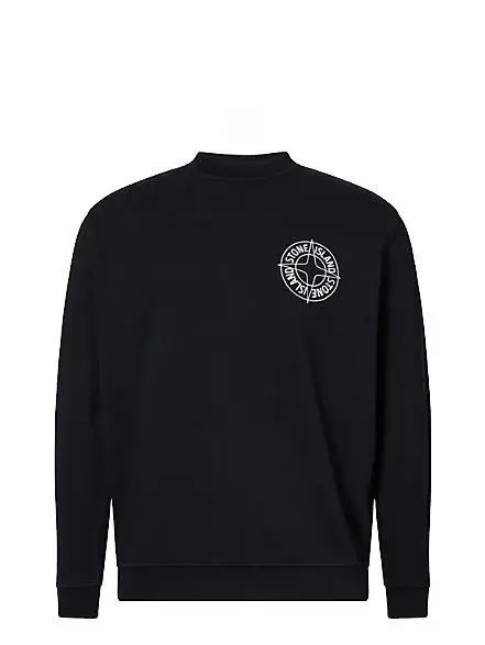 Stone Island Compass-print Cotton-jersey Sweatshirt - Black