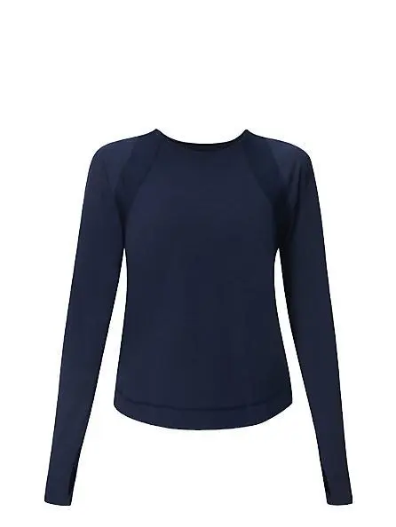 Sweaty Betty Long-sleeved Stretch-woven Top - Navy Blue