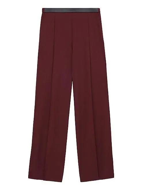 Loewe Pleated Leather-patch Wool Trousers - Burgundy