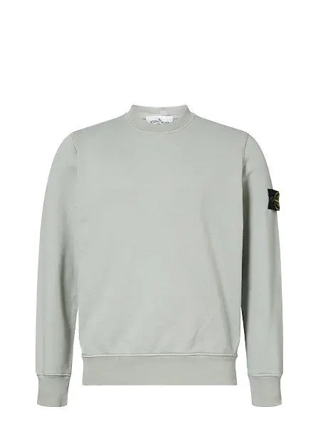 Stone Island Brand-patch Cotton-jersey Sweatshirt - Sage