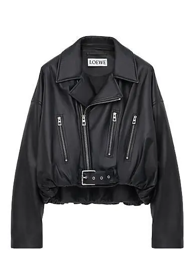Loewe Zipped Leather Biker Jacket - Black