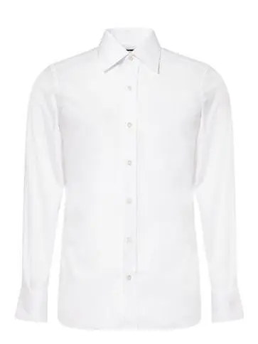 TOM FORD Slim-fit Long-sleeves Cotton-poplin Shirt - Optical White