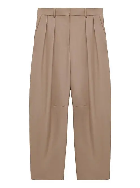 Loewe Pleated Barrel Wool Blend Trousers - Sand