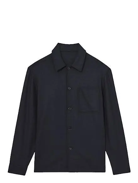 REISS Cooper Patch-pocket Wool-blend Shacket - Navy