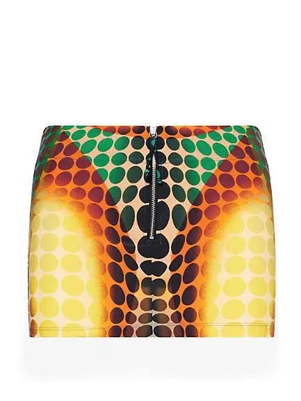Jean Paul Gaultier Graphic Pattern Stretch-woven Mini Skirt - Orange Blue Brown