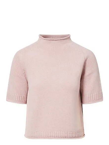 ME+EM Roll-trim Short-sleeve Cashmere T-shirt - Smoke Pink