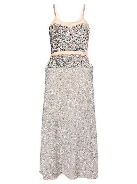 Rabanne Scoop-neck Sequin Embellished Midi Dress - Silver Peach
