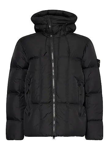 Stone Island Seam Faded Hooded Shell-down Jacket - Black