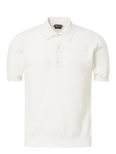 TOM FORD Regular Fit Short-sleeves Silk And Cotton-piqué Polo Shirt - White