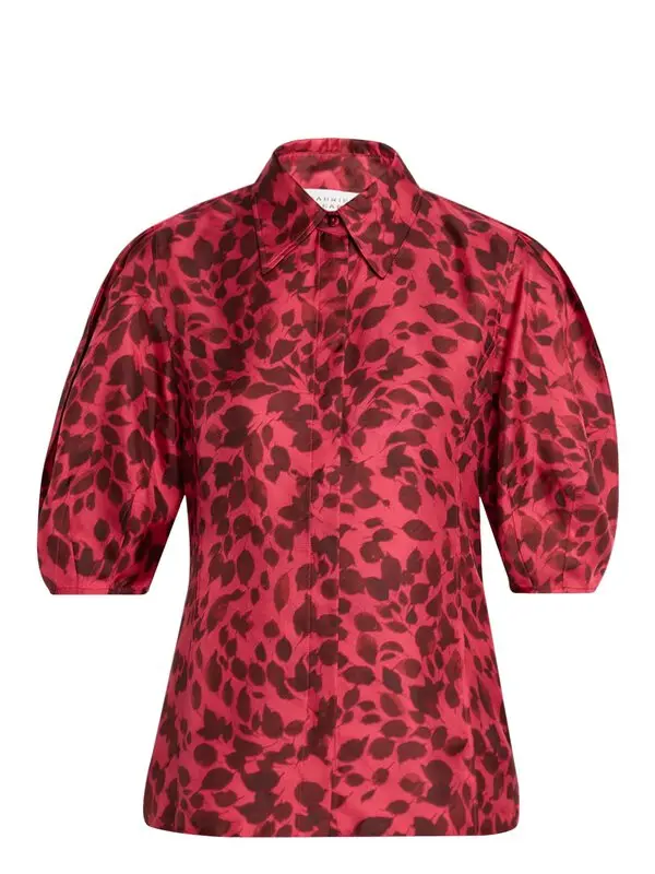 Gabriela Hearst Sansi Leaf-print Silk Twill Top - Fuschia Fc