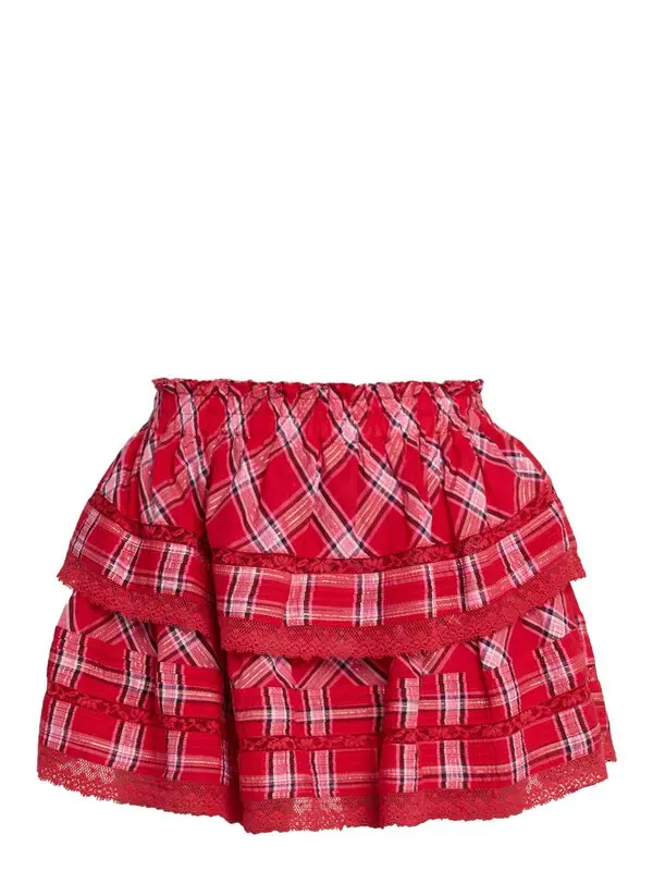 LoveShackFancy Tartan Ruffle Mini Skirt - Cherry Jub